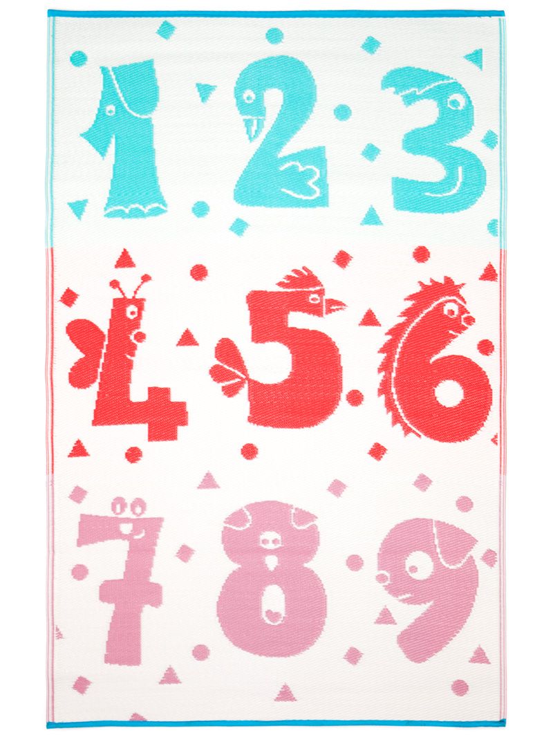 Numbers Print Washable Kids Outdoor Rug - 2 Sizes